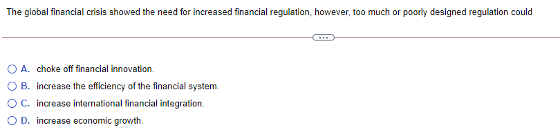 Solved The global financial crisis showed the need for | Chegg.com