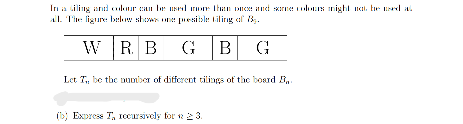 Solved Let n≥1 be an integer and consider a 1×n board Bn | Chegg.com