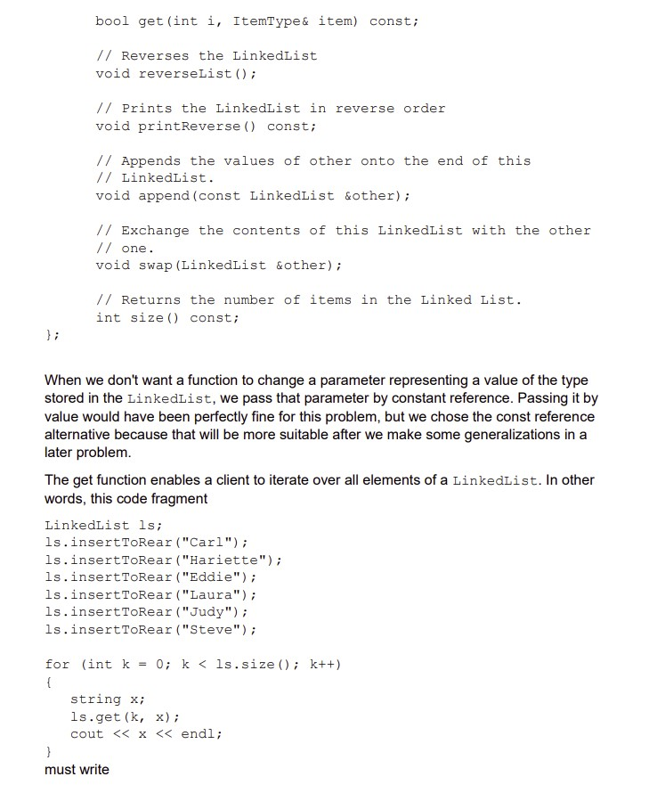 Solved Here is a C++ class definition for an abstract data | Chegg.com