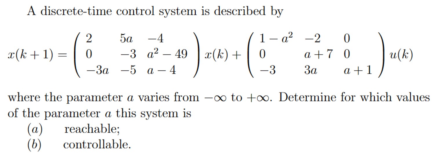 Solved A discrete-time control system is described | Chegg.com