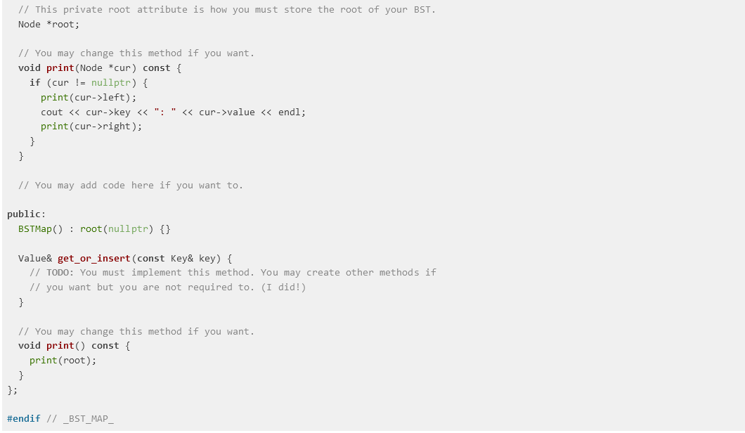 Solved C++ Project: Implement a Binary Search Tree Learning | Chegg.com