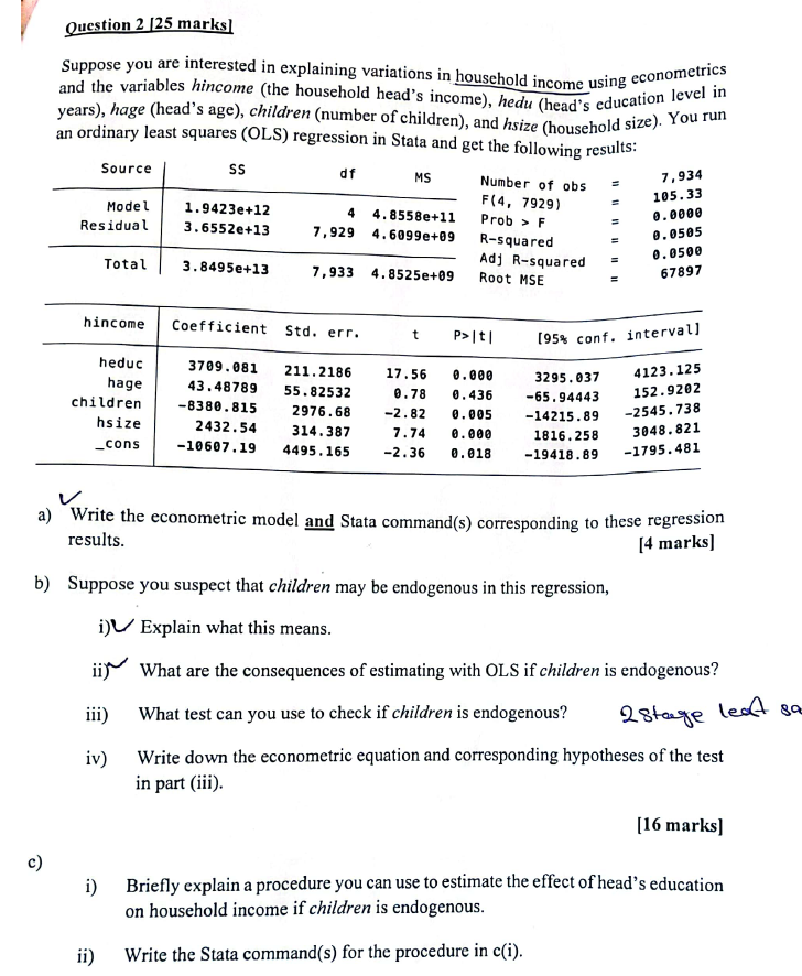 Solved Question 2 [25 ﻿marks]Suppose you are interested in | Chegg.com
