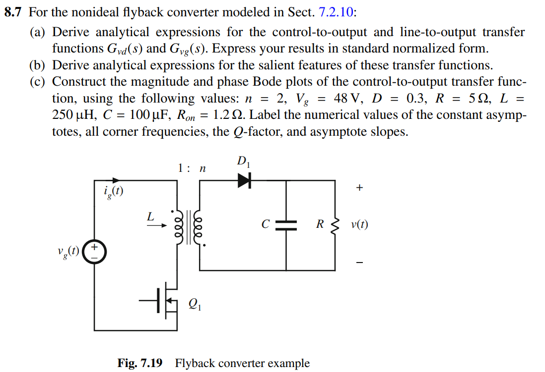 Solved .7 For the nonideal flyback converter modeled in | Chegg.com