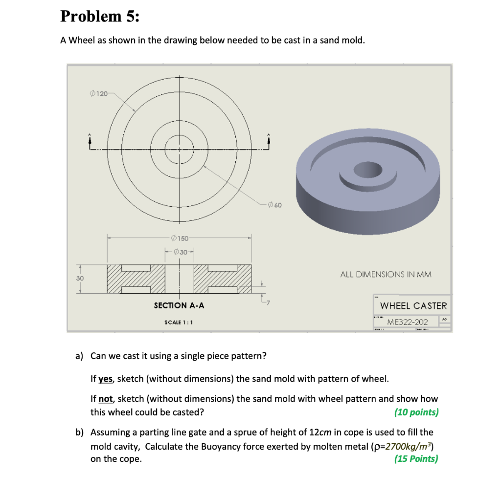 Solved Problem 5: A Wheel as shown in the drawing below | Chegg.com