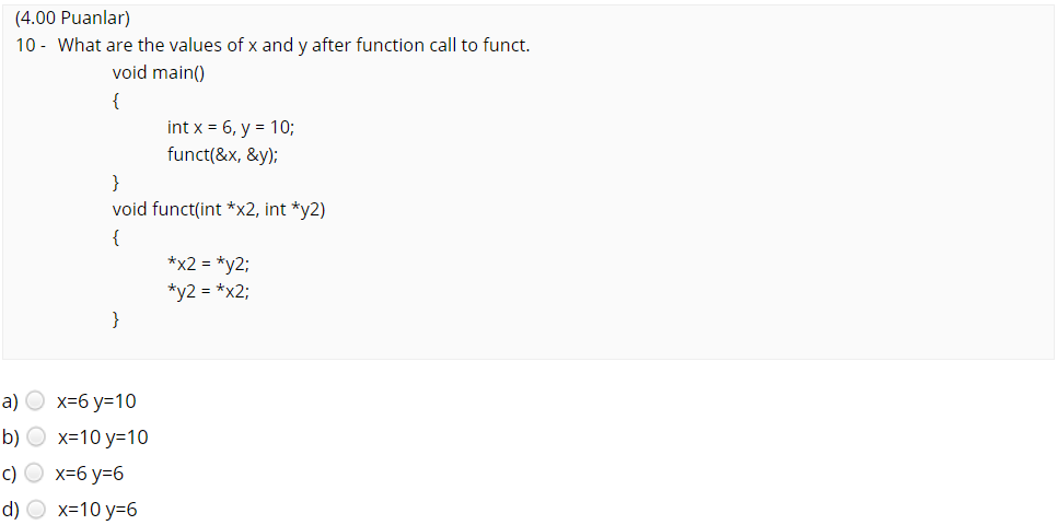 Solved (4.00 Puanlar) 10 - What are the values of x and y | Chegg.com