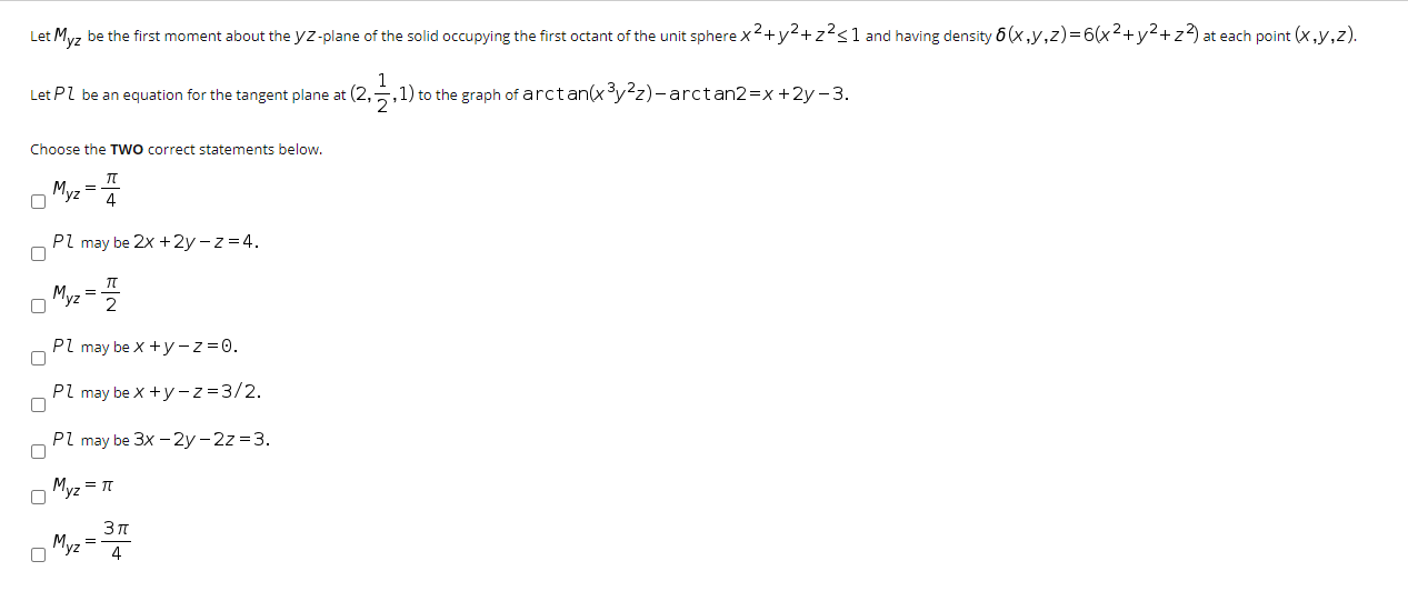 Solved Let Myz be the first moment about the yZ-plane of the | Chegg.com