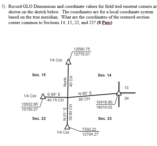5) Record GLO Dimensions and coordinate values for | Chegg.com