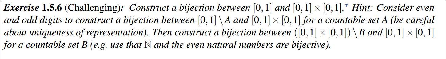 Solved Exercise 1.5.6 (Challenging): Construct a bijection | Chegg.com