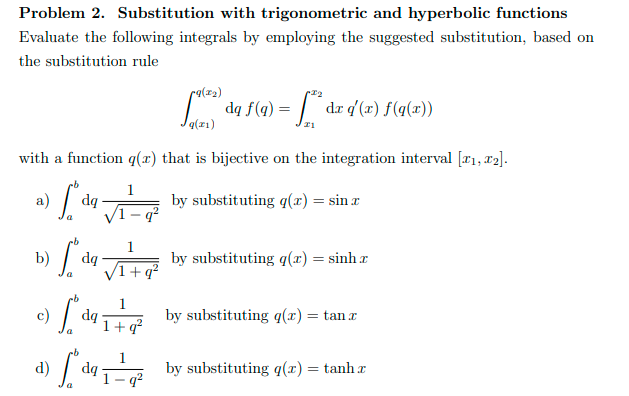 Solved Problem 2 Substitution With Trigonometric And