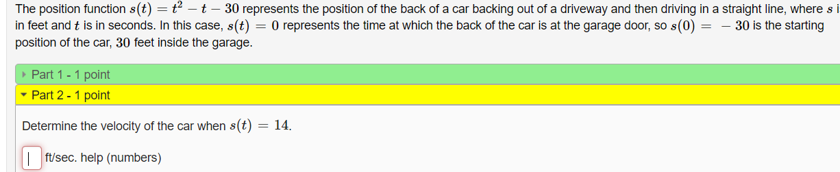 Solved The position function s(t)=t2−t−30 represents the | Chegg.com