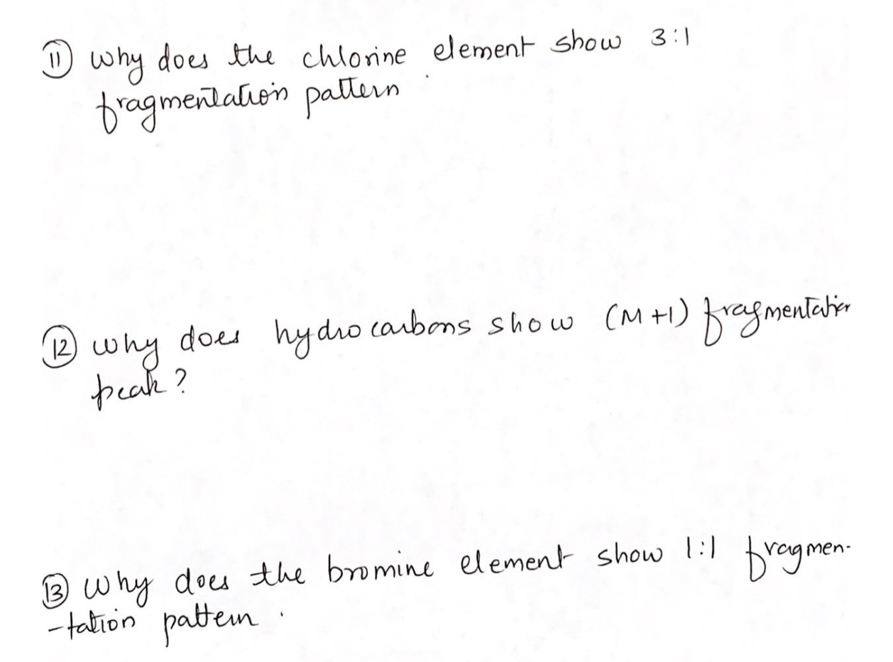 Solved why does the chlorine element show 3:) fragmentation | Chegg.com