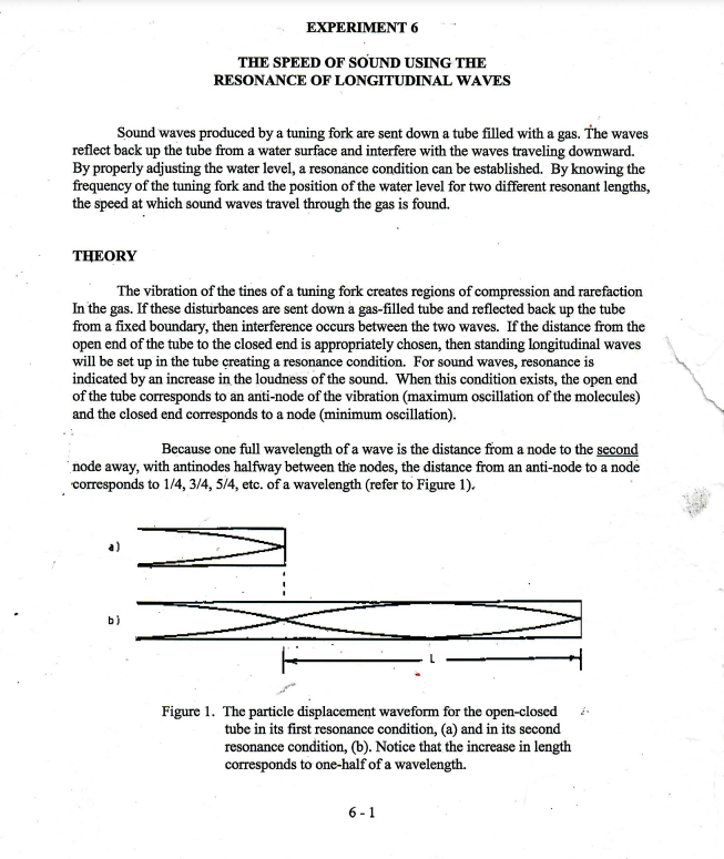 Sound waves produced by a tuning fork are sent down a | Chegg.com