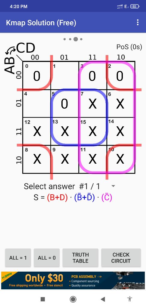 Solved 4:15 PM ! E, 54 Kmap Solution (Free) CD POS (Os) 10 | Chegg.com