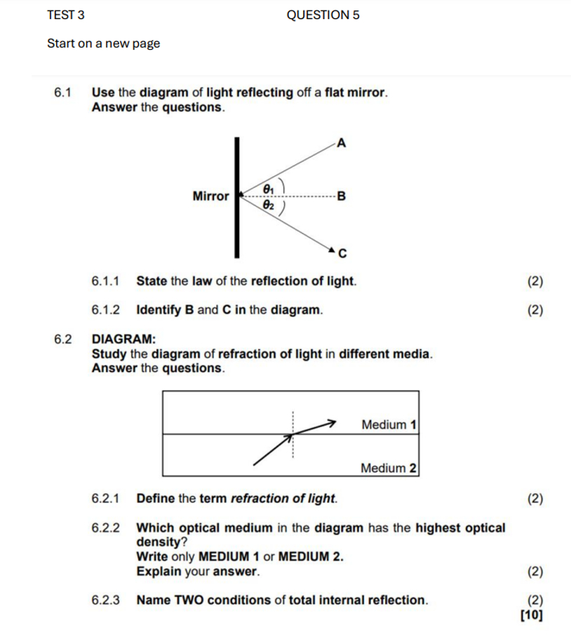 Solved Start on a new page6.1 ﻿Use the diagram of light | Chegg.com