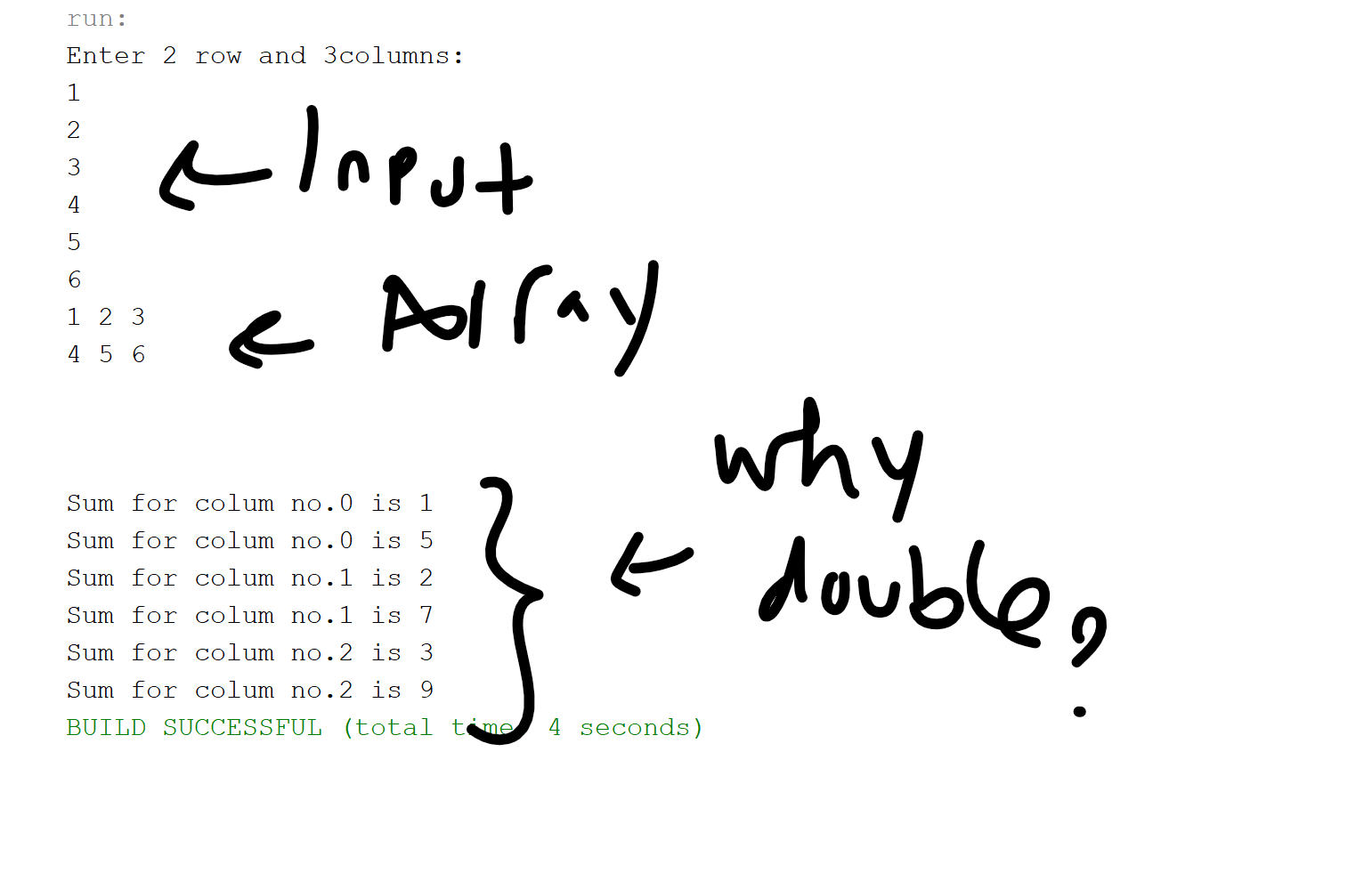 Solved For Storing Total Of All Colums For Int 
