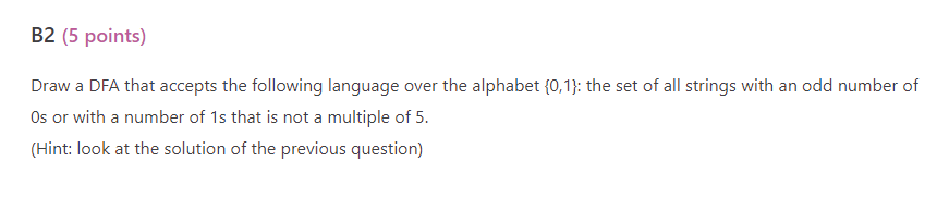 Solved Draw a DFA that accepts the following language over | Chegg.com