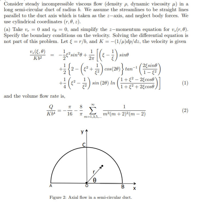 Consider steady incompressible viscous flow (density | Chegg.com