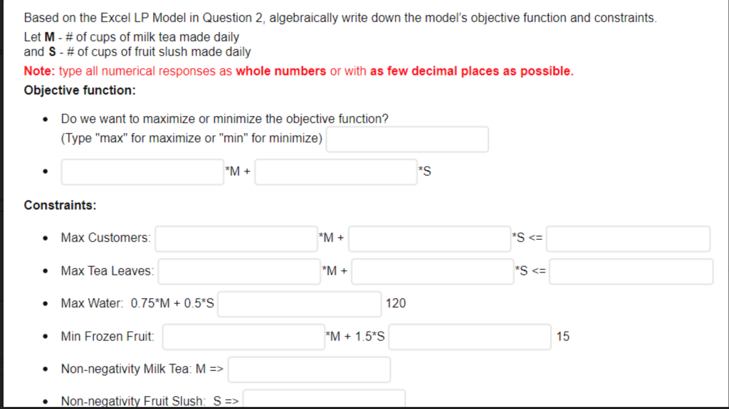 Solved Based on the Excel LP Model in Question 2, | Chegg.com