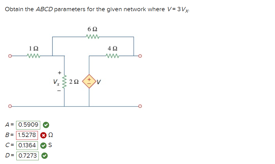 Solved Obtain the ABCD parameters for the given network | Chegg.com