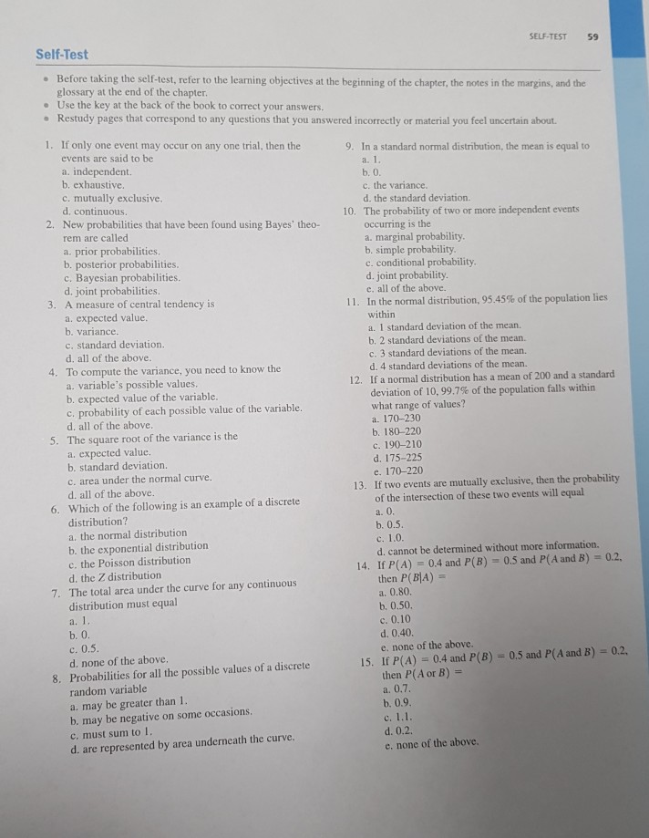 Solved SELF-TEST 59 Self-Test Before taking the self-test, | Chegg.com