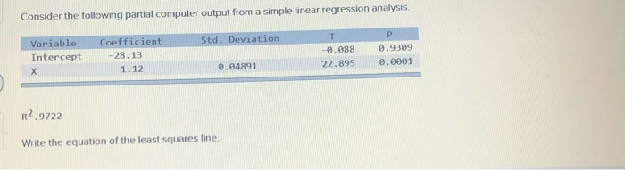Solved Consider the following partial computer output from a | Chegg.com