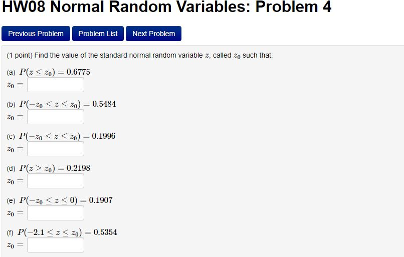 Solved HW08 Normal Random Variables: Problem 4 Previous | Chegg.com