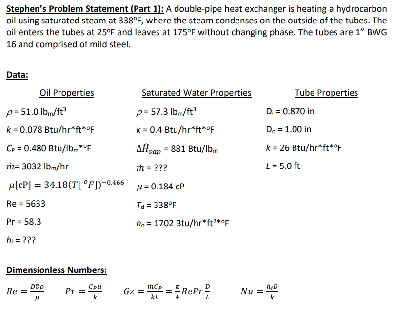 Solved Stephen's Problem Statement (Part 1): A double-pipe | Chegg.com