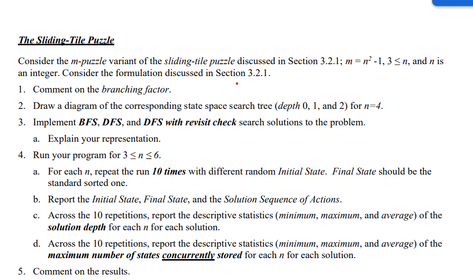 Solved The Sliding-Tile Puzzle Consider the m-puzzle variant | Chegg.com