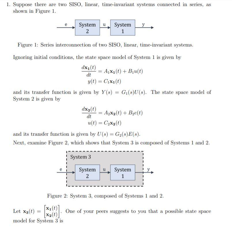 Solved 1. Suppose there are two SISO, linear, time-invariant | Chegg.com