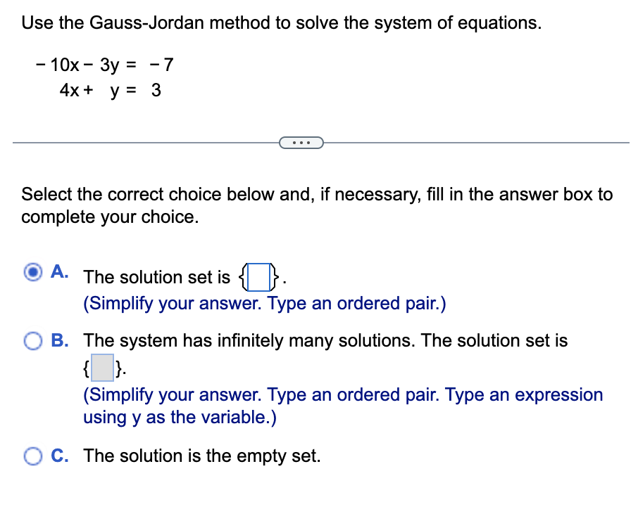 Solved Use the Gauss-Jordan method to solve the system of | Chegg.com