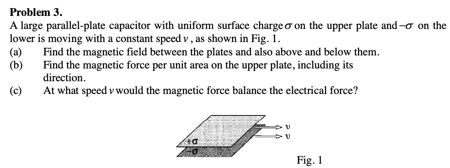 Solved Problem 3.A large parallel-plate capacitor with | Chegg.com