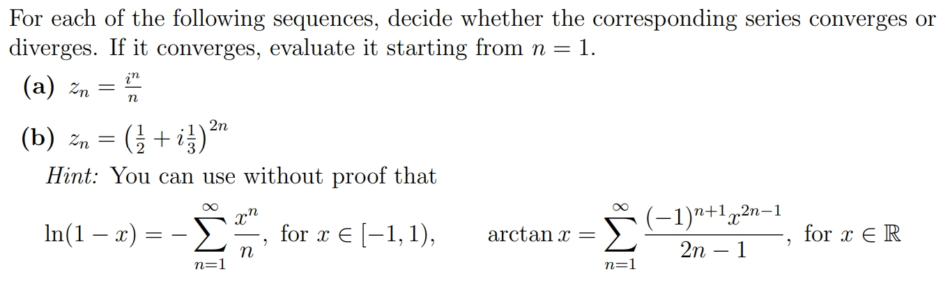 Solved For each of the following sequences, decide whether | Chegg.com