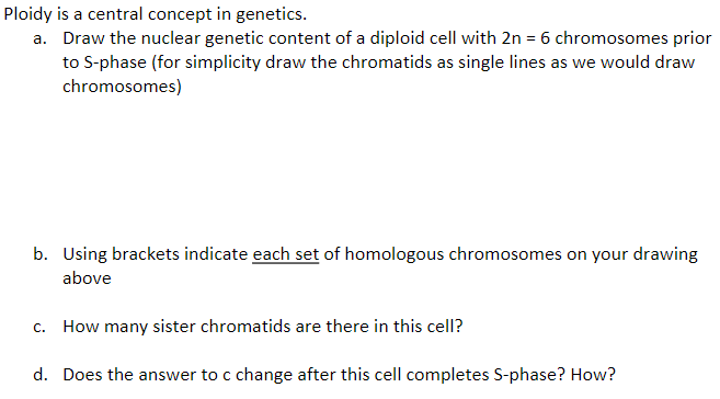 Solved Ploidy is a central concept in genetics. a. Draw the | Chegg.com