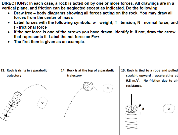 Solved DIRECTIONS: In each case, a rock is acted on by one | Chegg.com