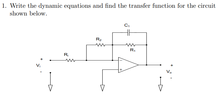 Solved 1. Write the dynamic equations and find the transfer | Chegg.com