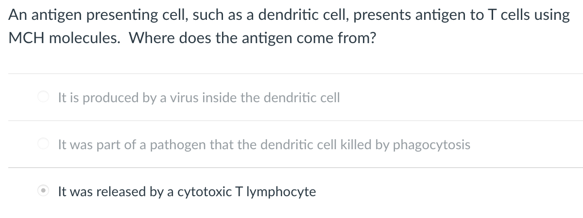 Solved An antigen presenting cell, such as a dendritic cell, | Chegg.com