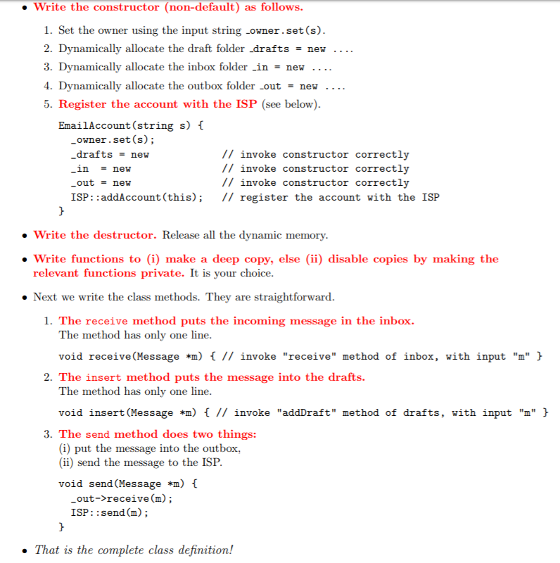 Solved 1 Class EmailAccount . The class EmailAccount is the | Chegg.com