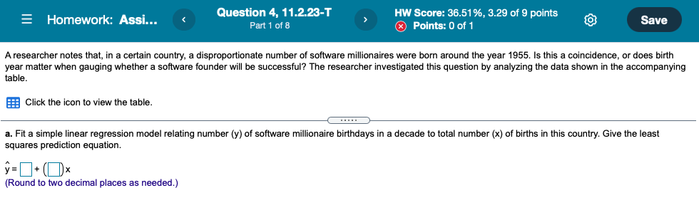 Solved = Homework: Assi... Question 4, 11.2.23-T Part 1 of 8 | Chegg.com
