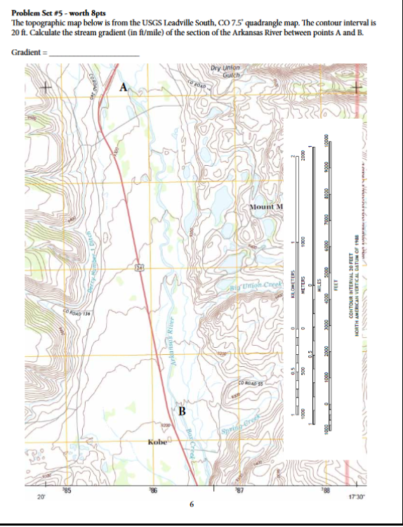 Solved Problem Set #5-worth 8pts The topographic map below | Chegg.com