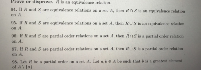 Solved disprove. Prove R is an equivalence relation or 94. | Chegg.com