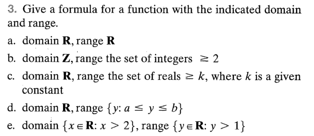 Solved 3. Give a formula for a function with the indicated | Chegg.com