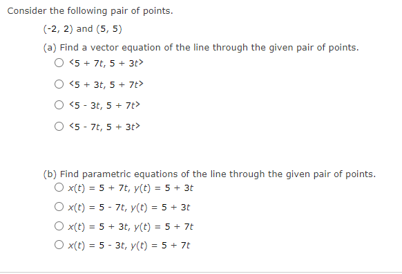 Solved Consider the following pair of points. (-2, 2) and | Chegg.com