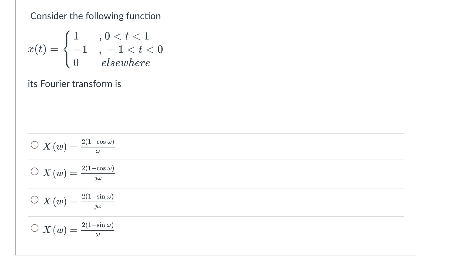 Solved Consider the following function x(t)=⎩⎨⎧1−10,0 | Chegg.com