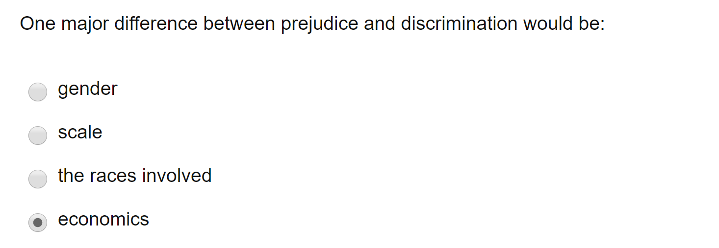 One major difference between prejudice and | Chegg.com