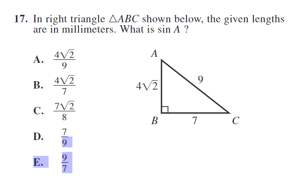 Solved 17. In right triangle ABC shown below, the given | Chegg.com