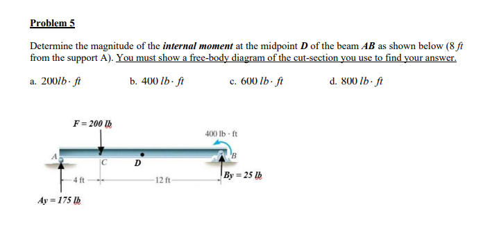 Solved Determine the magnitude of the internal moment at the | Chegg.com