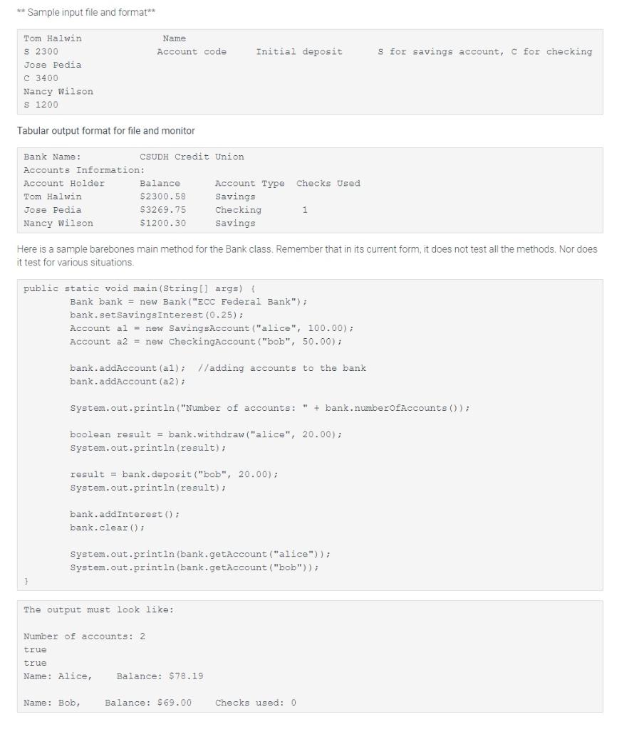 Solved 13.6 Final Project (Inheritance and Abstract classes) | Chegg.com