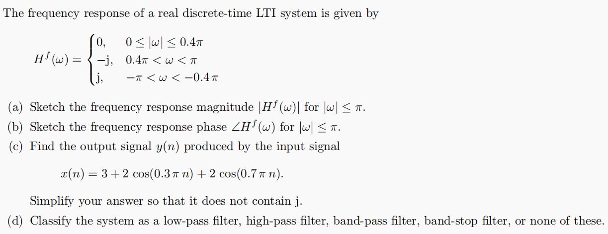 Solved The frequency response of a real discrete-time LTI | Chegg.com
