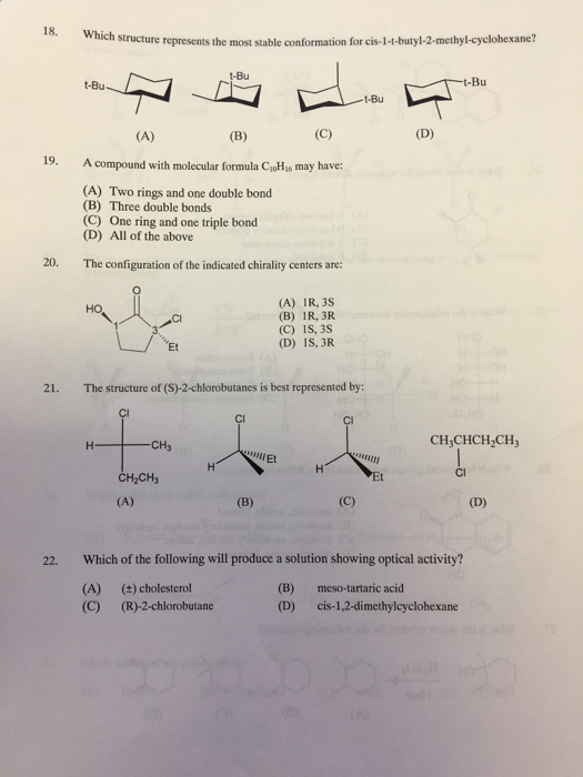Solved Which structure represents the most stable | Chegg.com