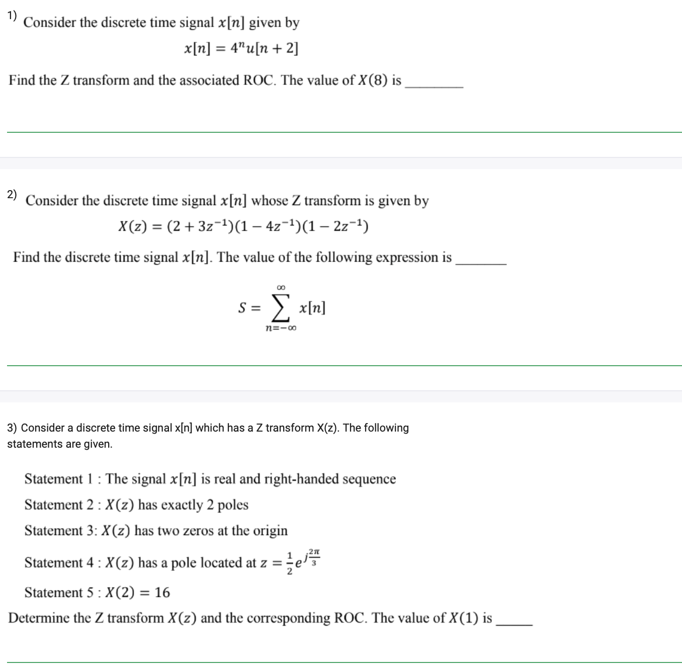 Solved ?(1) Consider the discrete time signal x[n] given byx | Chegg.com